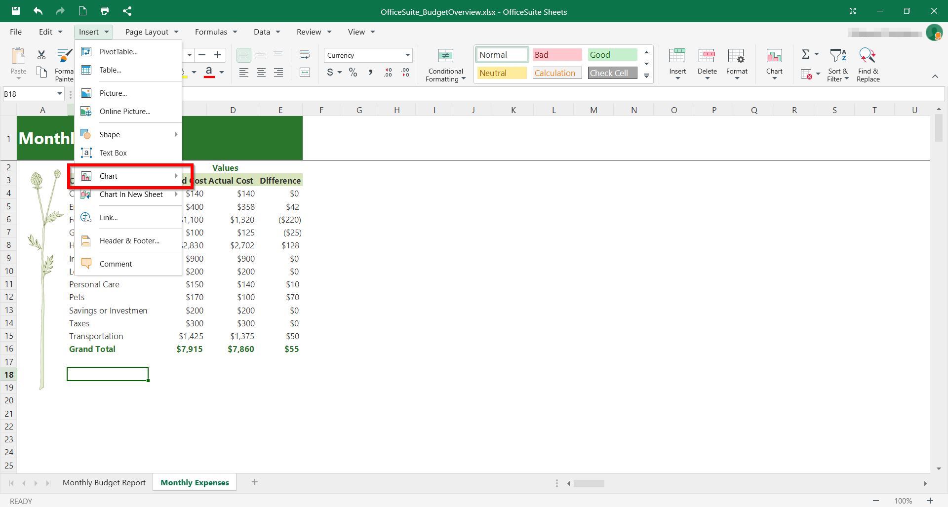 Insert A Chart In Sheets OfficeSuite